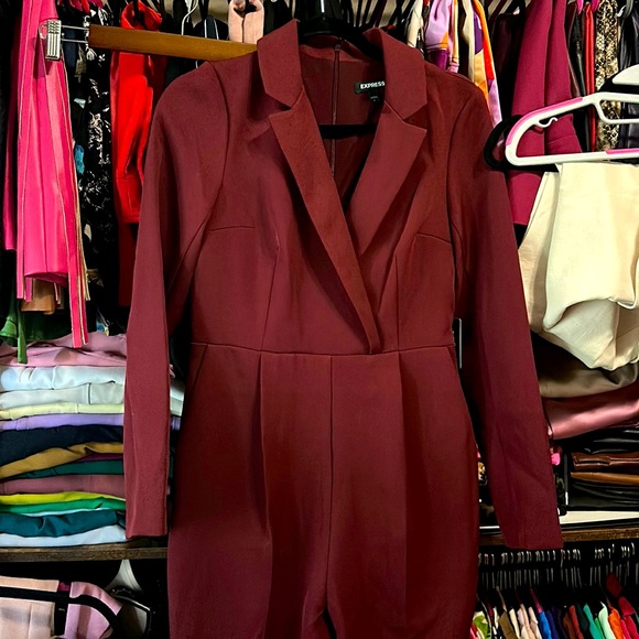 Express | Pants & Jumpsuits | New Express Maroon Jumpsuit | Poshmark